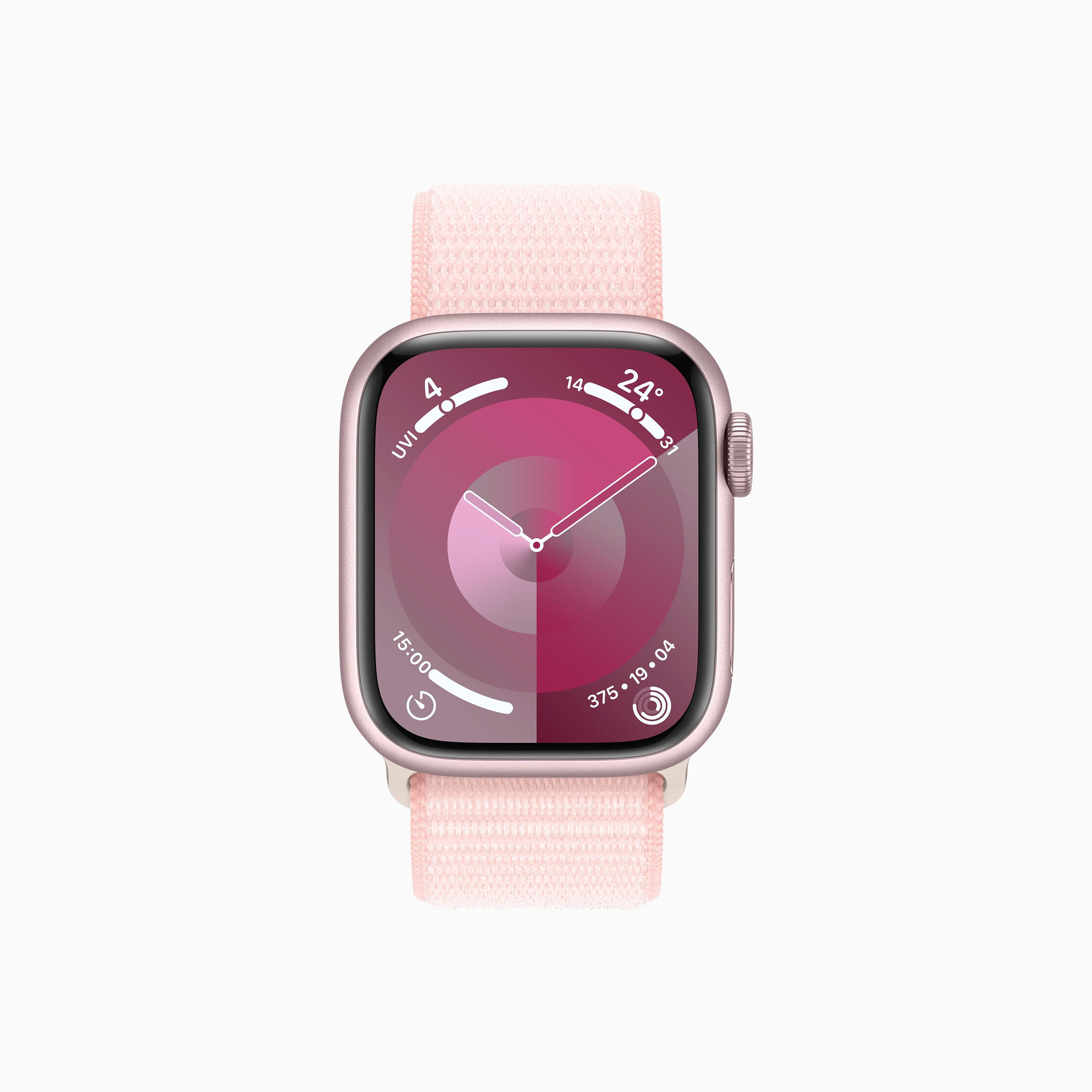 Apple Watch Series 9 Pink Aluminium Case with Light Pink Sport Loop ...